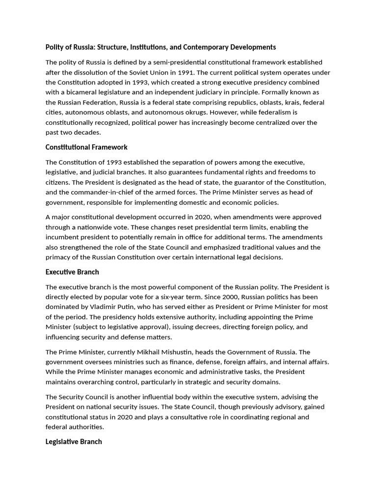 Polity of Russia | PDF