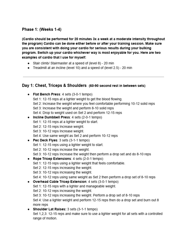 12-Week Winter Bulk Program - Custom 4-Day Split ( 241103 002030 | PDF ...