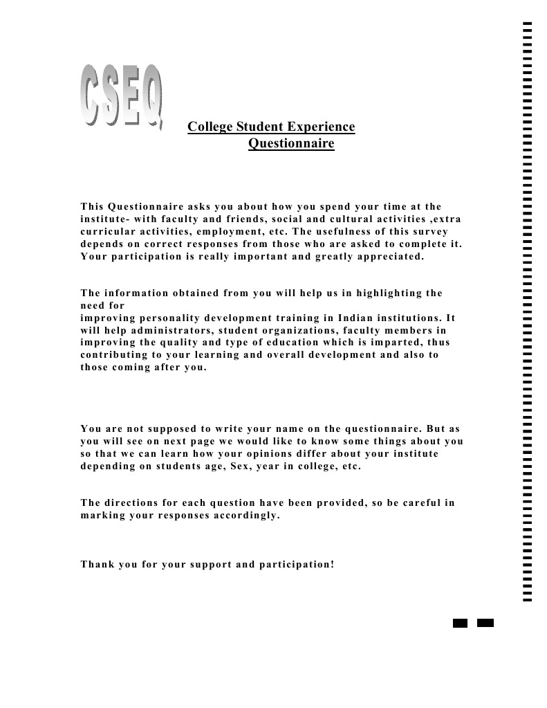 College Student Questionnaire | Download Free PDF | Students | College