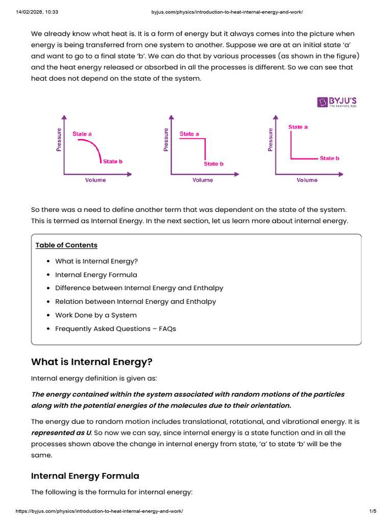 Physics Introduction To Heat Internal Energy and Work | PDF | Heat | Gases
