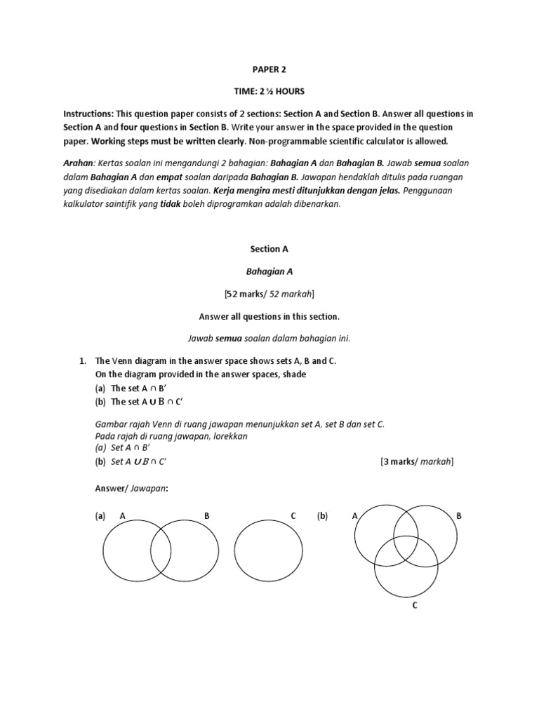 Paper 2 Math f4 Midyear 2011 | PDF | Line (Geometry) | Logical Consequence