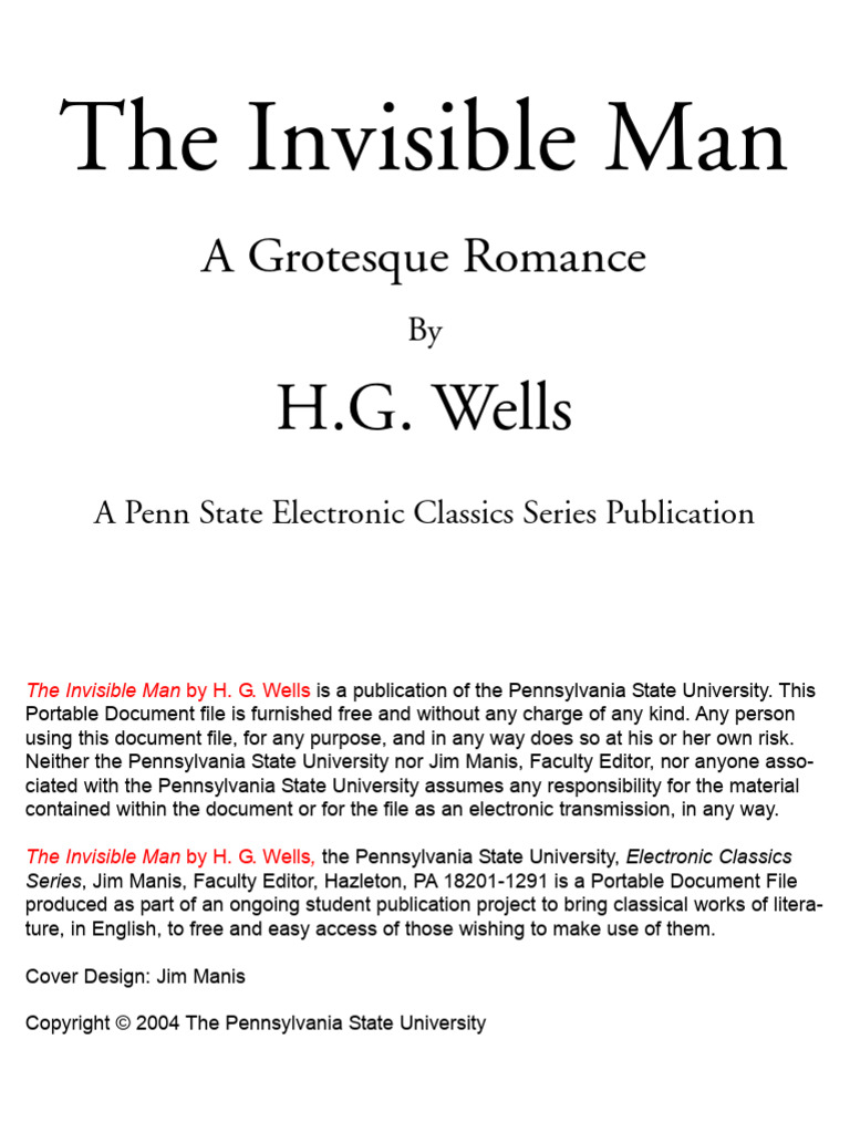 The Invisible Man - H.G. Wells | PDF