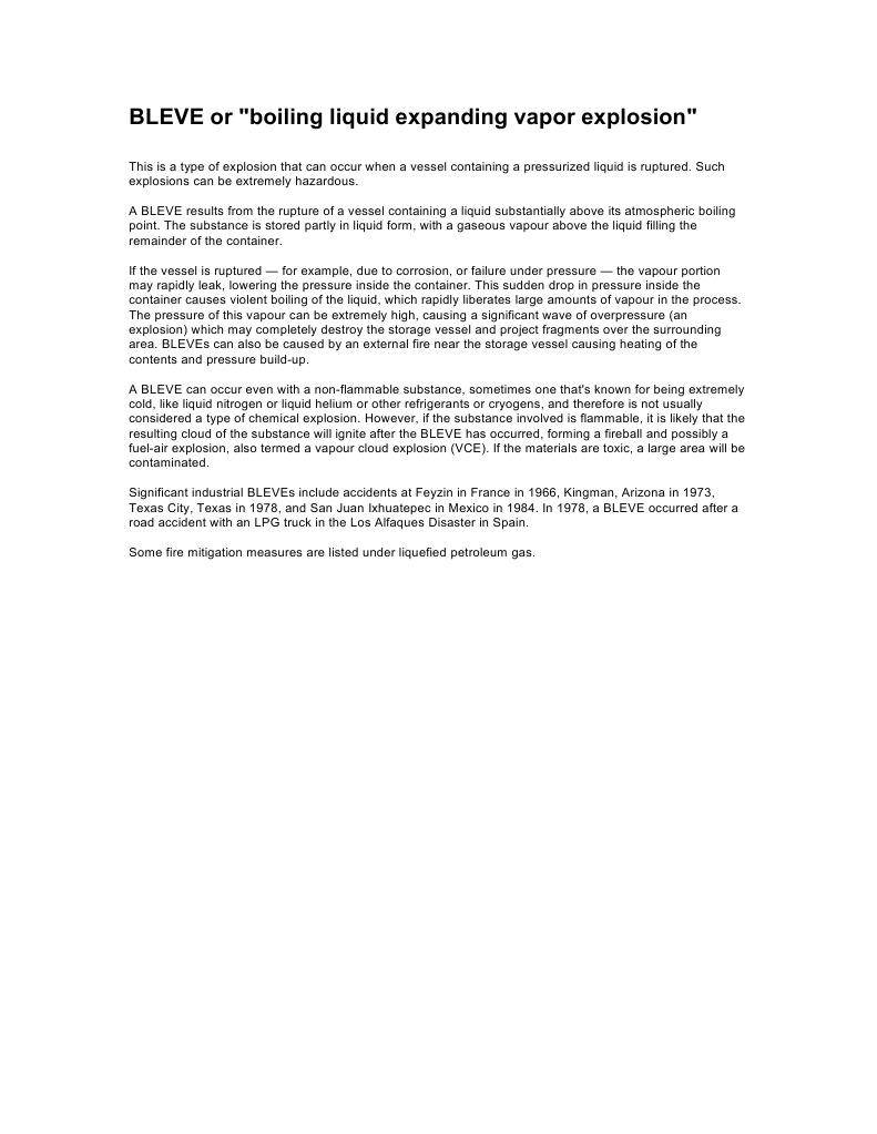 BLEVE or | PDF | Home & Garden | Art BLEVE or | PDF | Home & Garden | Art