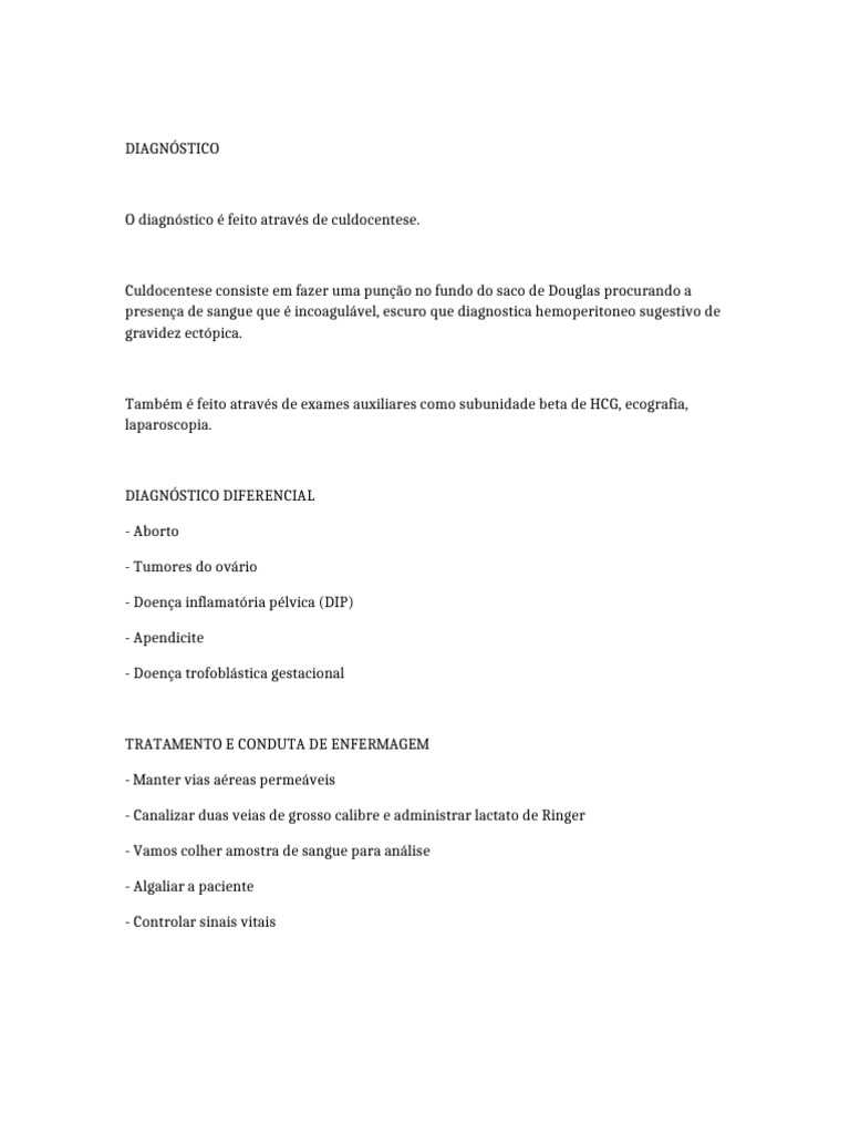 Diagnostico Tratamento Gravidez Ectopica | PDF