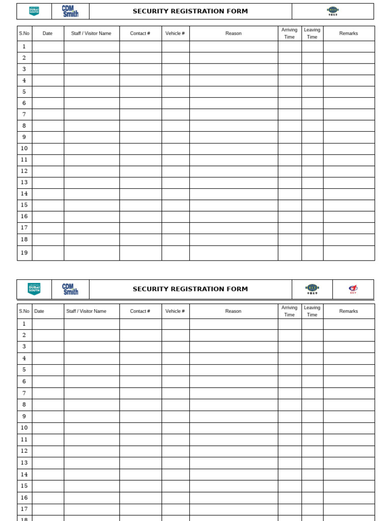 Security Registration Form | PDF
