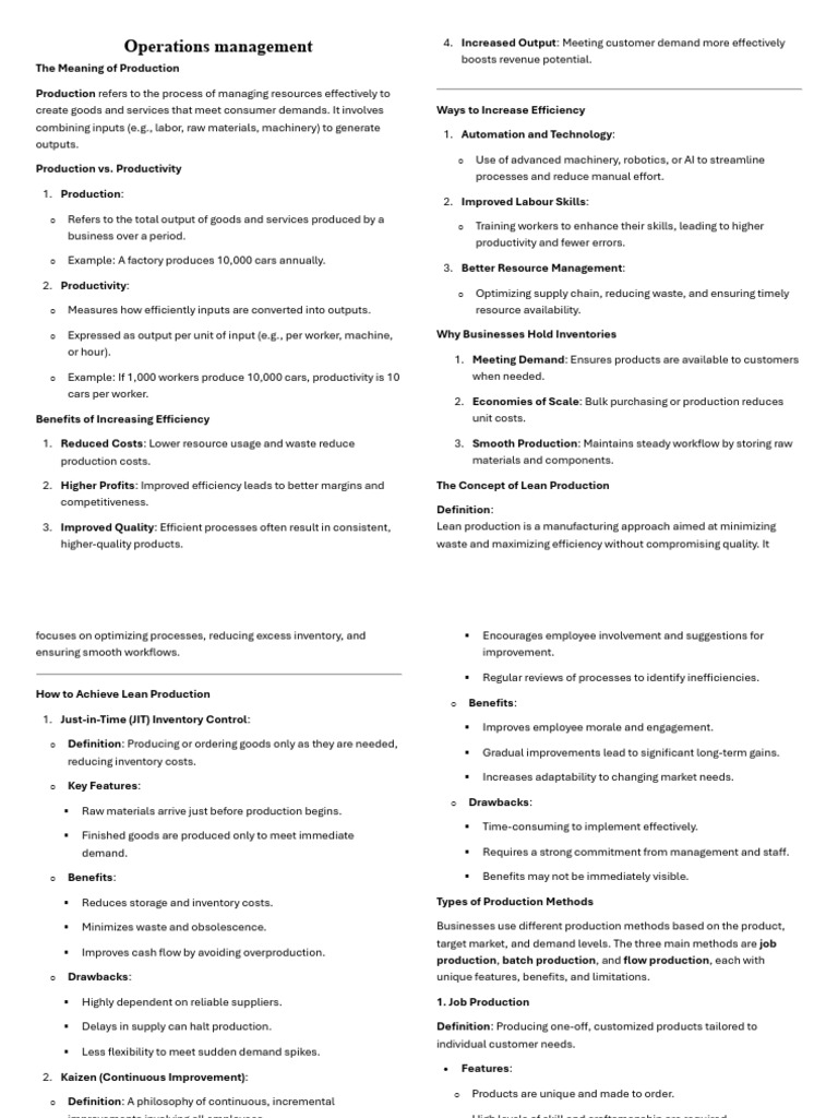 Operation Management | PDF | Lean Manufacturing | Quality Assurance