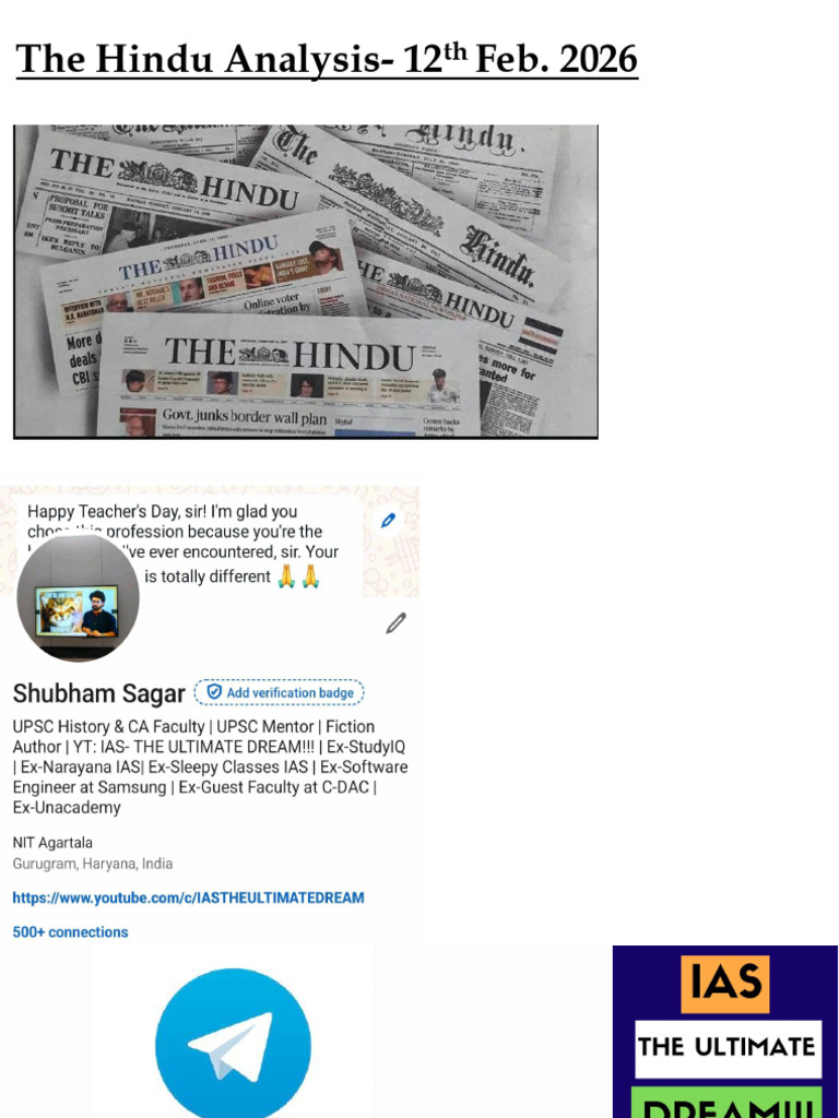 12th Feb. 2026 - The Hindu Analysis | PDF | Consumer Price Index ...