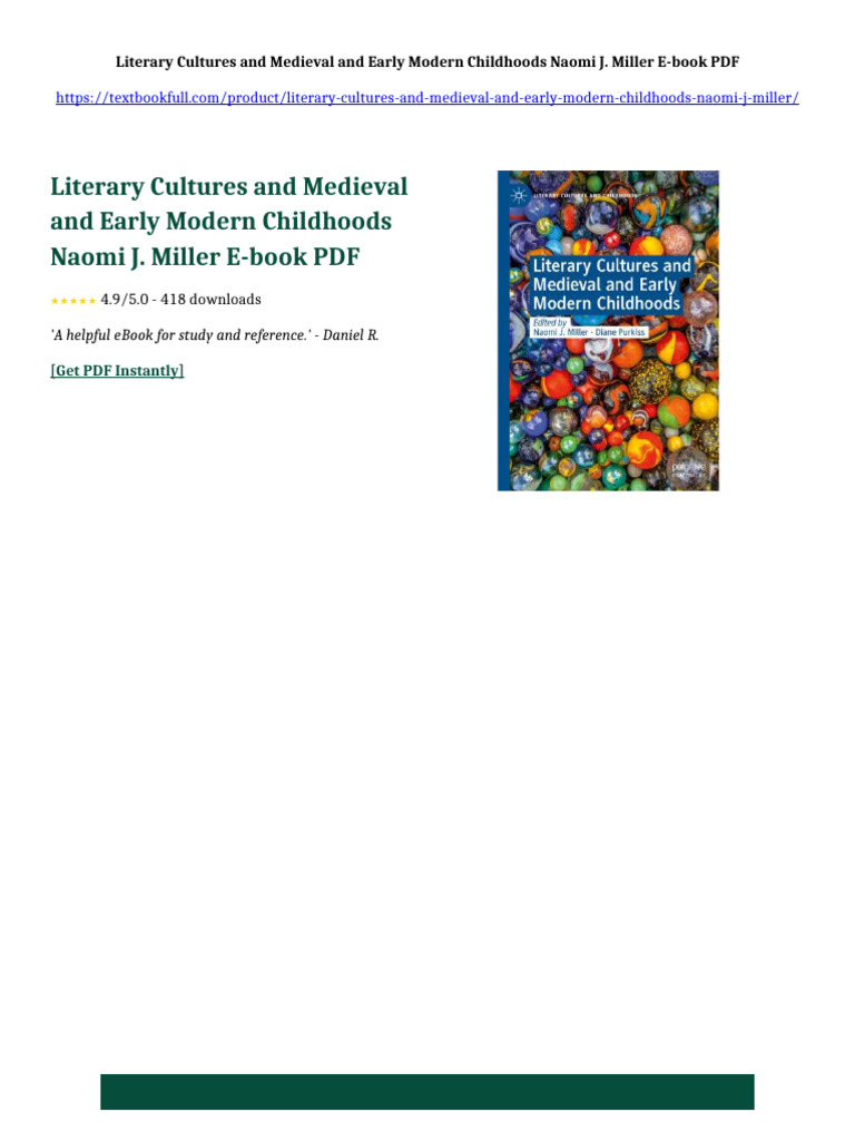 Literary Cultures and Medieval and Early Modern Childhoods Naomi J ...