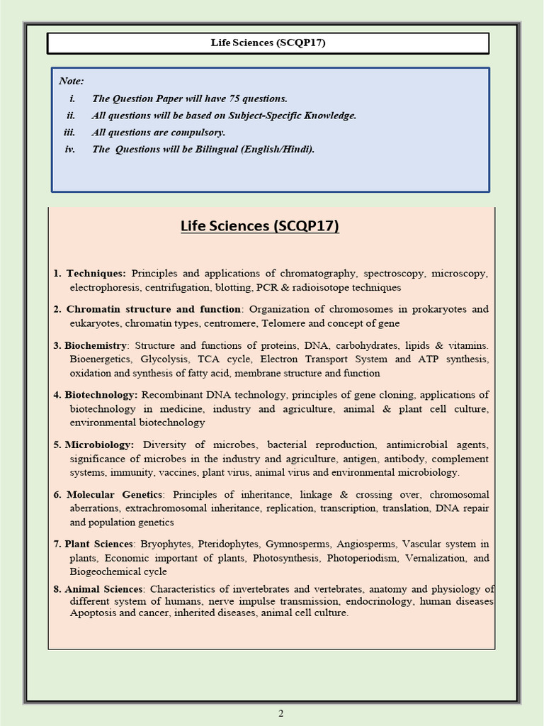 Lifescience Syllabus | PDF