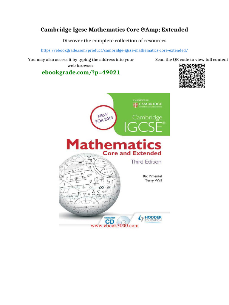 Cambridge IGCSE Mathematics Core & Extended Latest PDF 2025 | PDF ...