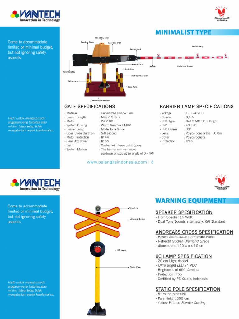 Level Crossing Gate Brochure Wantech Indonesia Minimalis | PDF