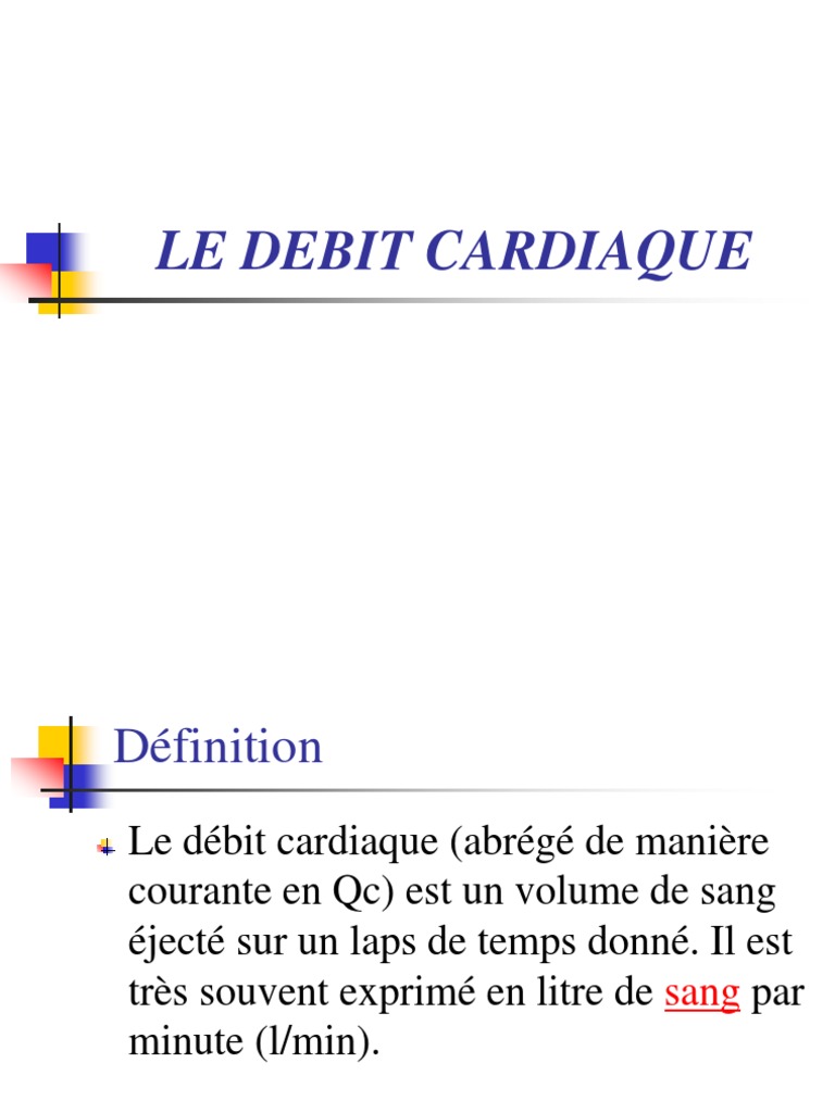 TD N°1 Le Débit Cardiaque | PDF | Cœur | Sang