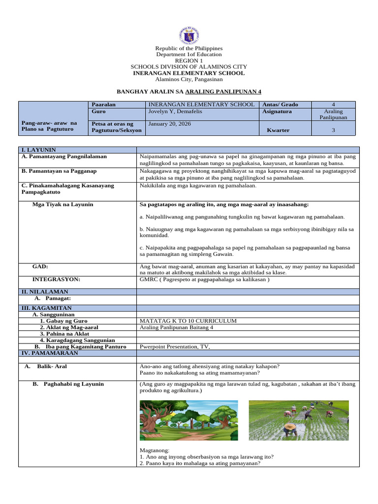 Lesson Plan Template Filipino 1 | PDF