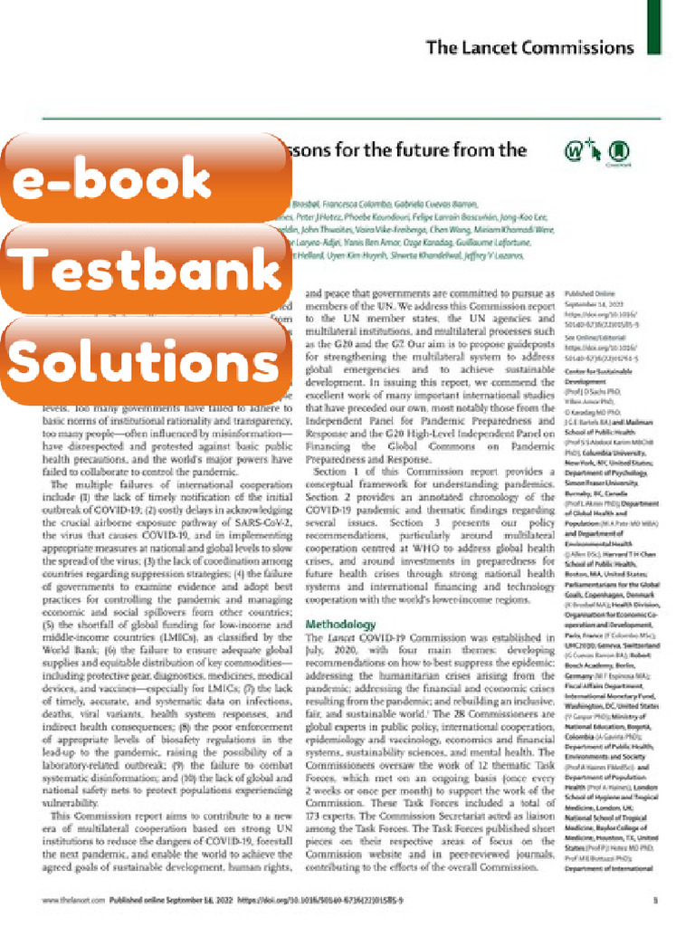 Ebook & Testbank The Lancet Commission On Lessons For The Future From ...