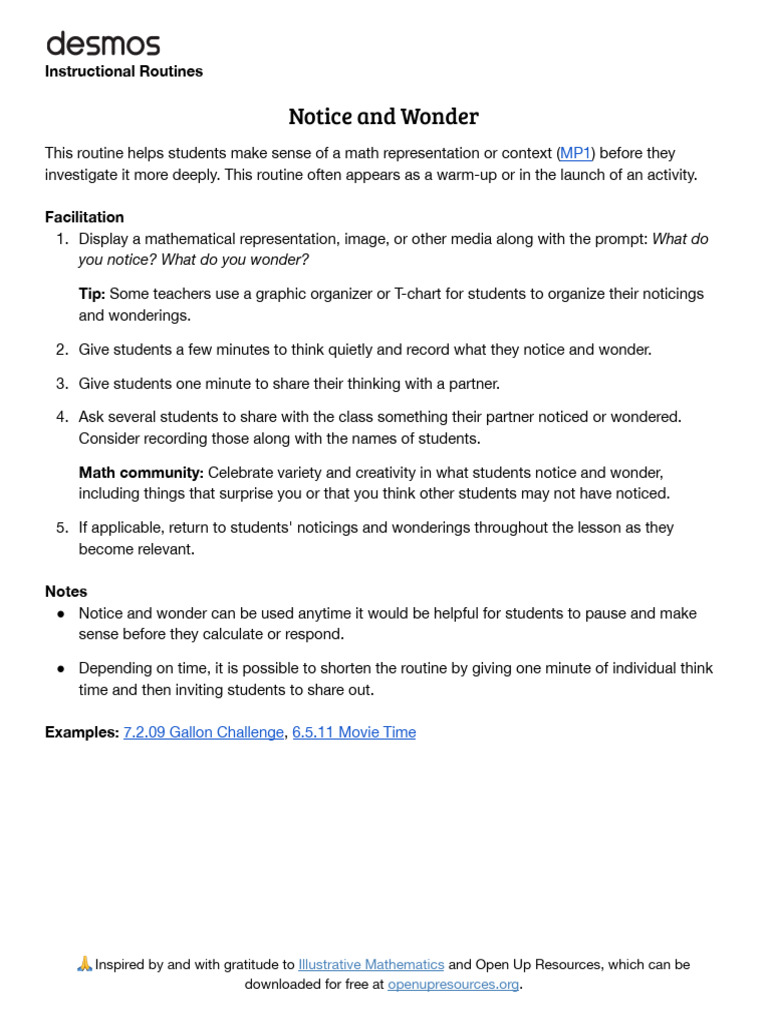 Notice and Wonder | PDF