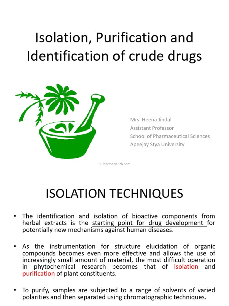 Isolation, Purification, Identification of Crude Drugs | PDF ...