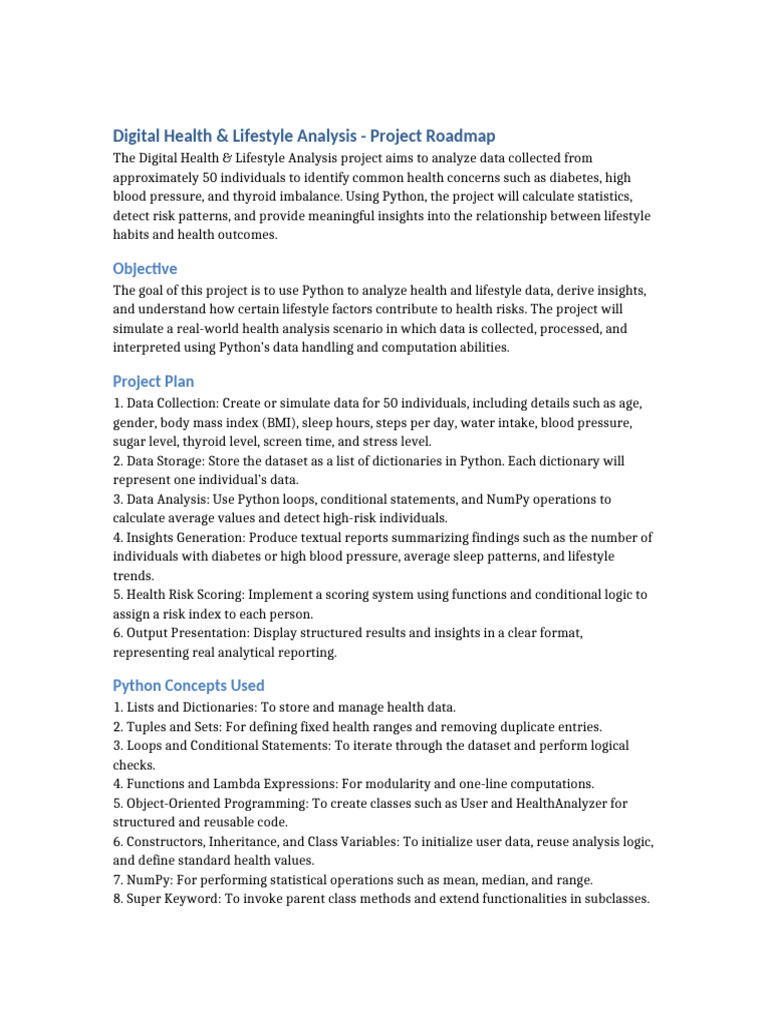 Digital Health Lifestyle Roadmap | PDF | Data | Inheritance (Object ...