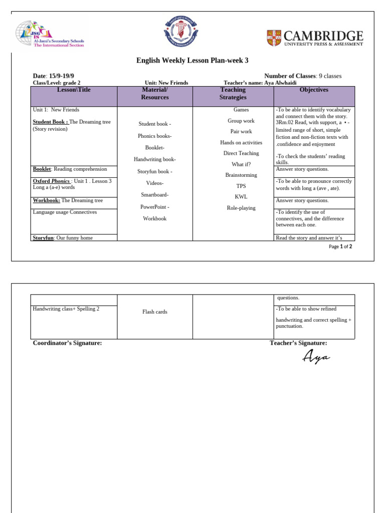 English Lesson Plan Week 3 | PDF | Phonics | Applied Linguistics