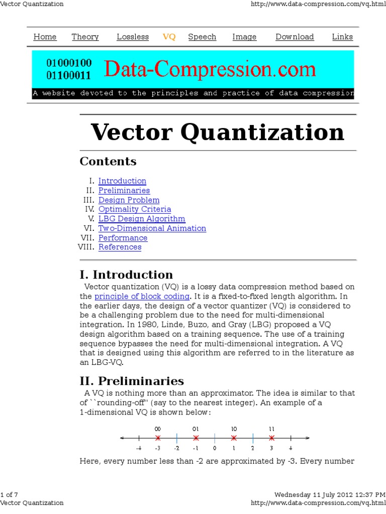 Vector Quantization | PDF | Data Compression | Vector Space