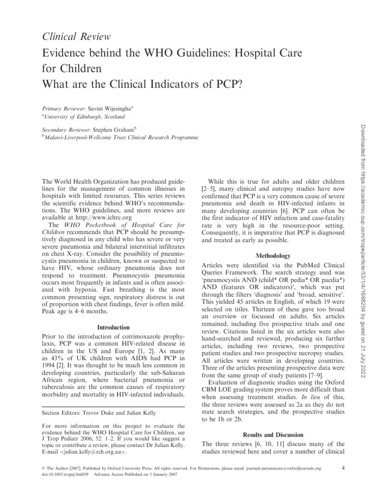 Clinical Review Evidence Behind The WHO Guidelines (Hospital Care For ...