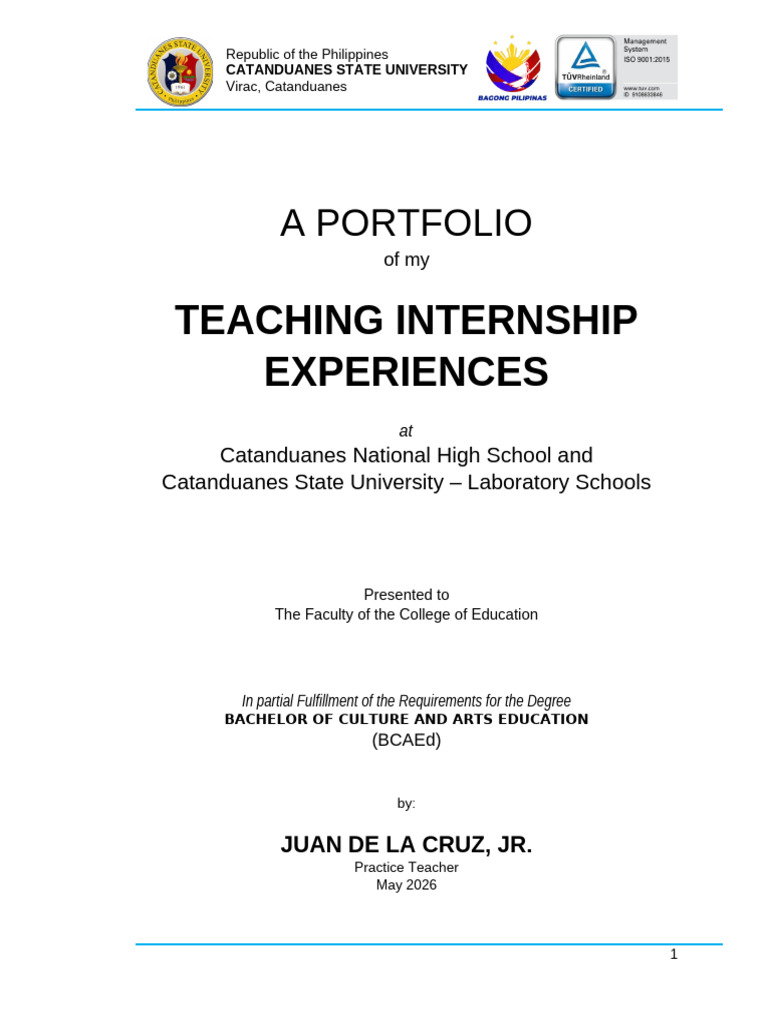 2026 Educ 414 Teaching Internship Portfolio Template v.6 | PDF | Lesson ...