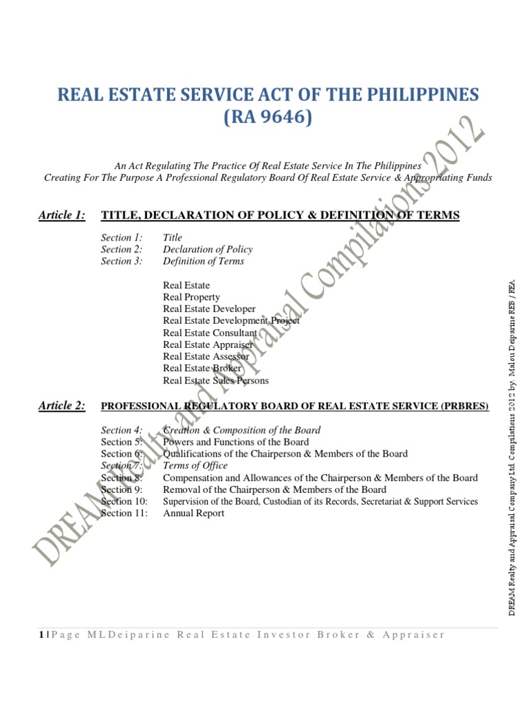 Ra 9646-Resa in Focus by MLD | PDF | Real Estate Broker | Licensure