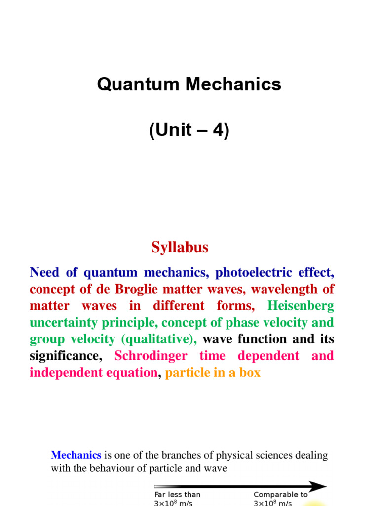 Unit 4 - Quantum Mechanics | PDF | Electromagnetic Radiation ...