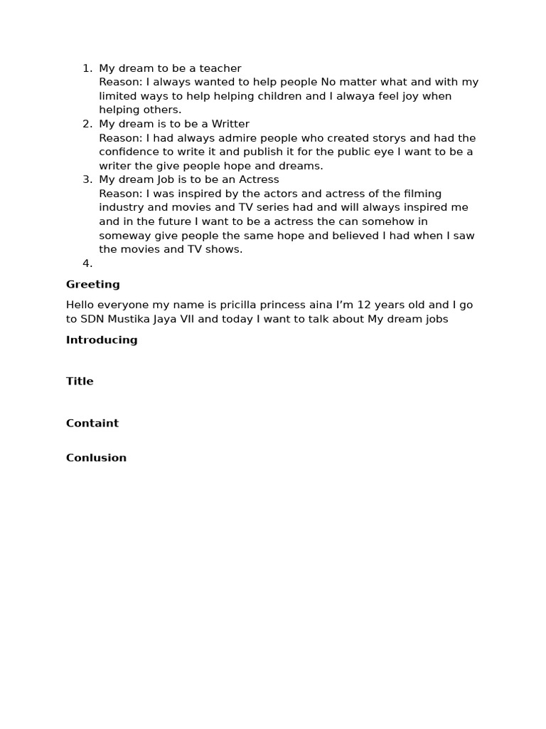 Idea Dream Job Telling | PDF