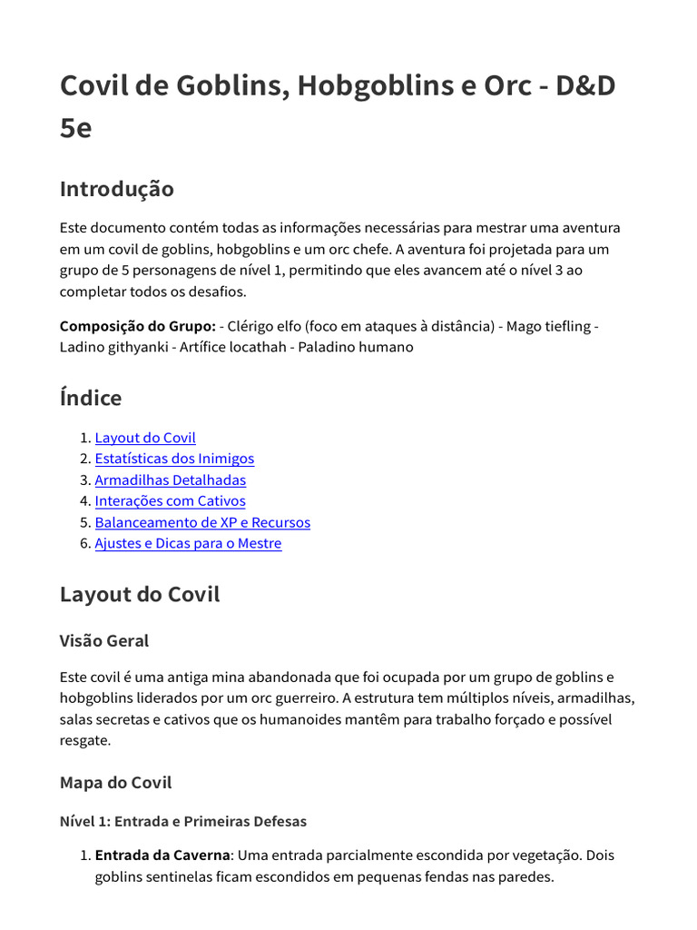 Covil de Goblins, Hobgoblins e Orc - D&D 5e | PDF | Espada | Arco e flecha