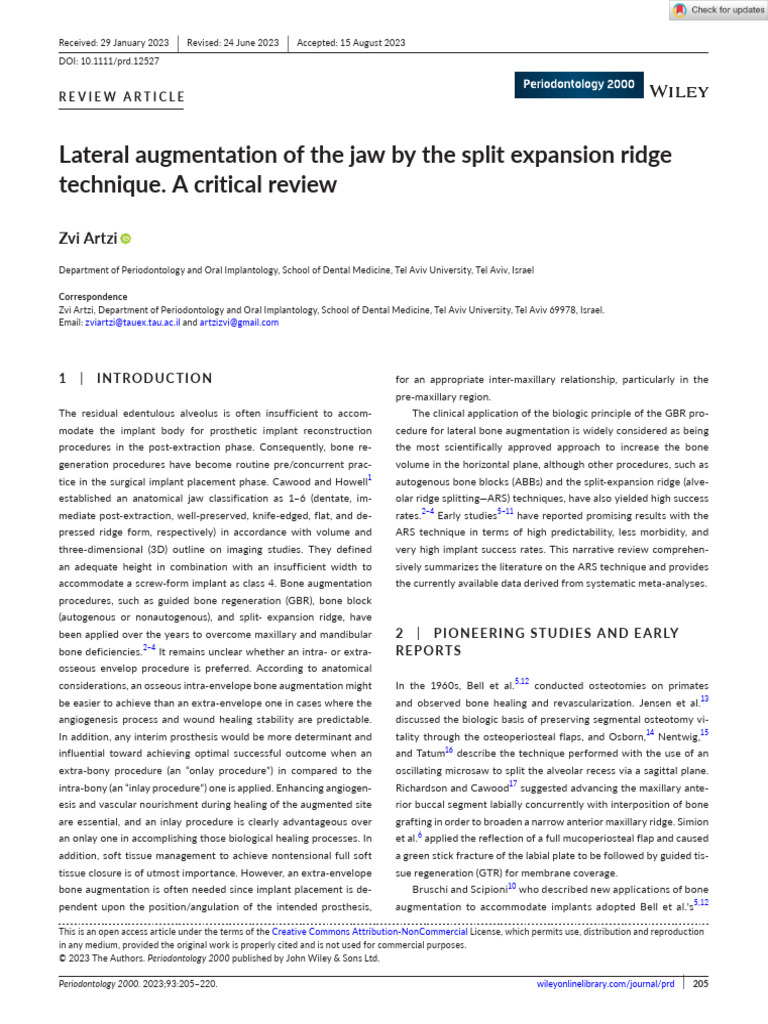 Periodontology 2000 - 2023 - Artzi - Lateral Augmentation of the Jaw by ...