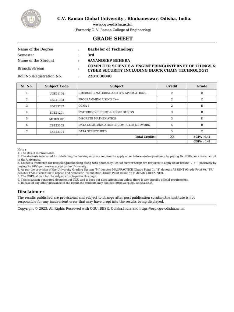 (Final Marksheet) | PDF | Computer Science | Computing