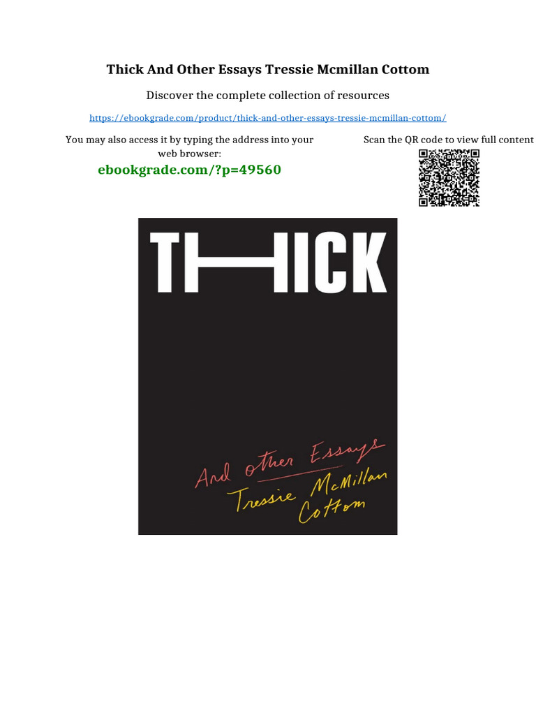Thick And Other Essays Tressie McMillan Cottom sample | PDF | Nursing