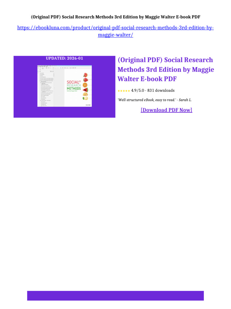 (Original PDF) Social Research Methods 3rd Edition by Maggie Walter ...
