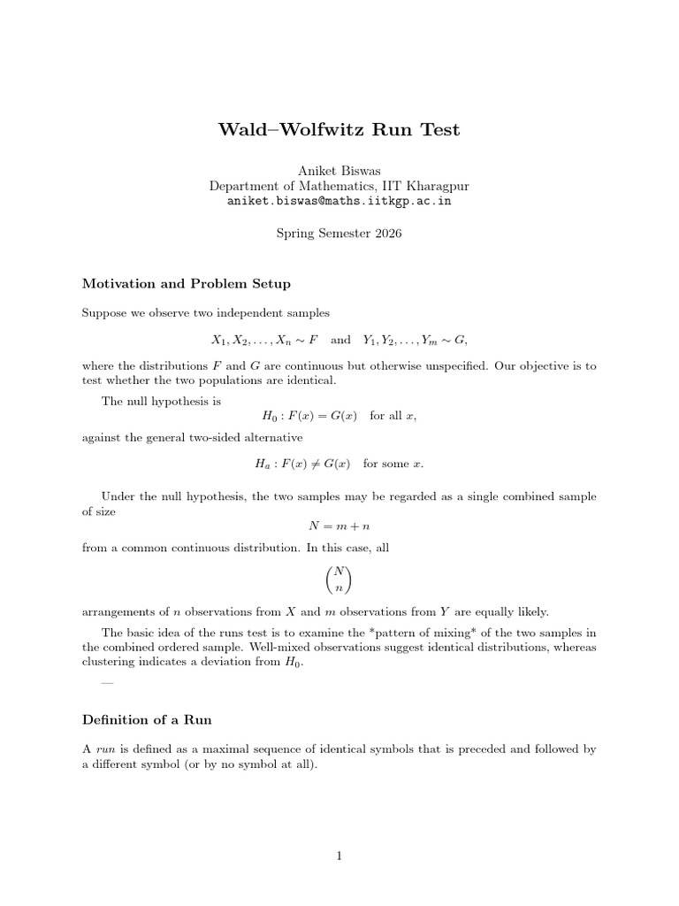 Run Test | PDF | Probability Theory | Statistical Theory