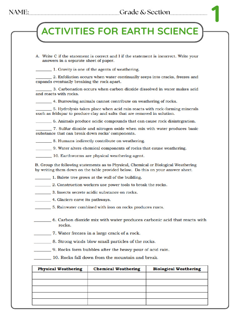Earth Science Activities (1) | PDF