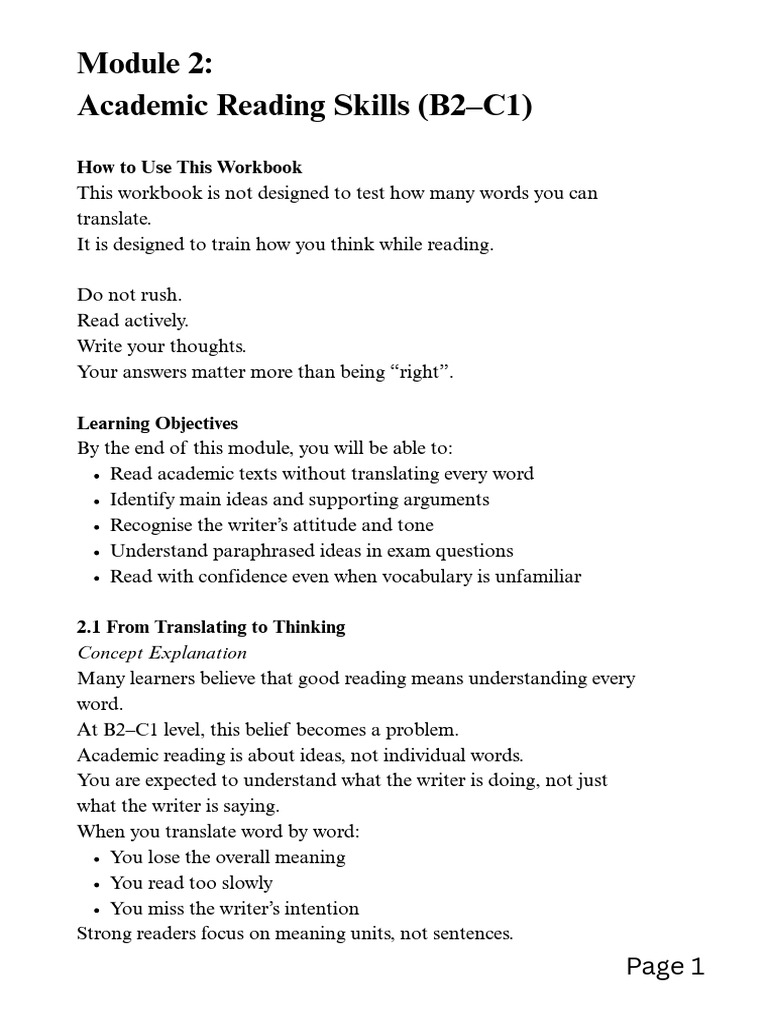 Module 2 Academic Reading Skills (B2–C1) | PDF | Vocabulary | Human ...