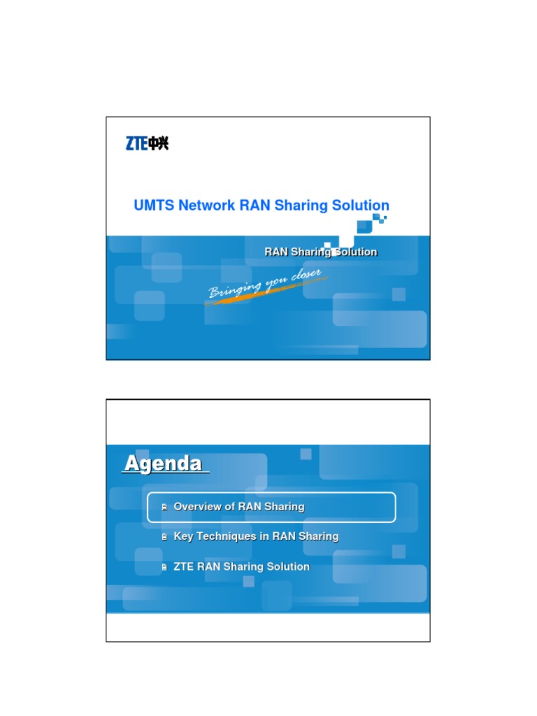23 ZTE RAN Sharing Solution 200908 | PDF | 3 G | Computer Network