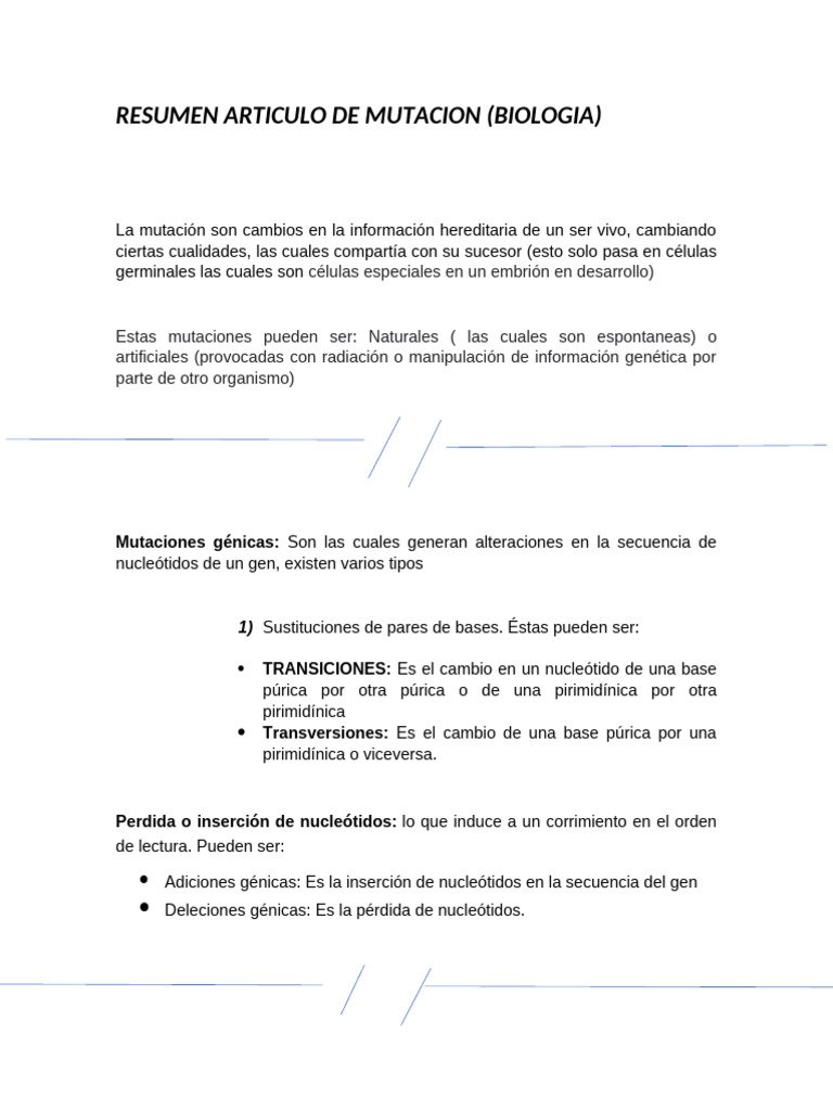 Resumen Articulo de Mutacion | PDF | Cáncer | Mutación