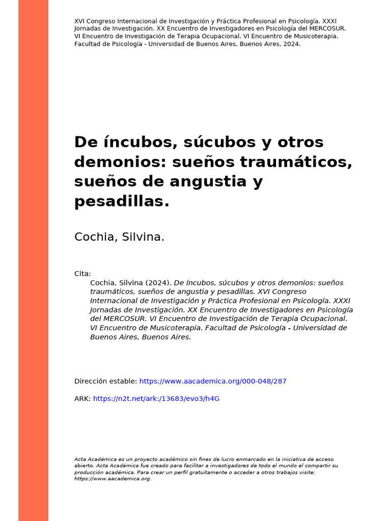 Cochia, Silvina (2024) - de Íncubos, Súcubos y Otros Demonios Sueños ...