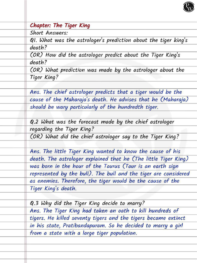 The Tiger King Handwritten Notes | PDF