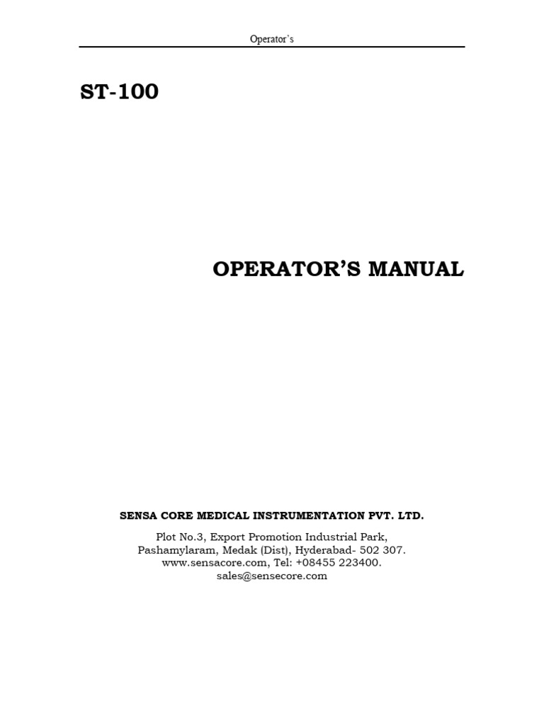 ST-100 Operator's Manual 6 Th April 2011 | PDF | Electrical Connector ...
