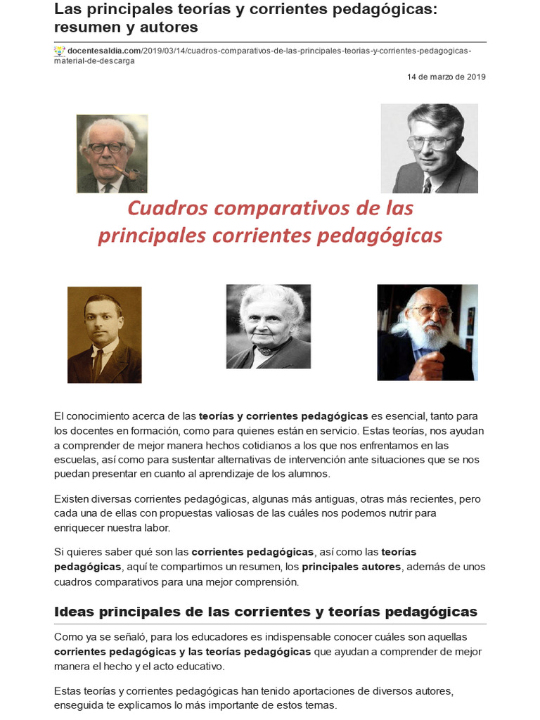 Las principales teorías y corrientes pedagógicas_ resumen y autores ...