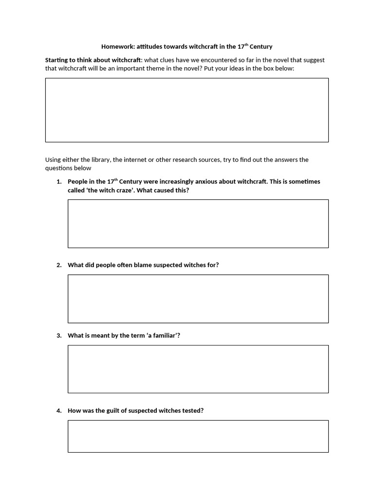 I Cordiander - Witchcraft Homework Sheet | PDF