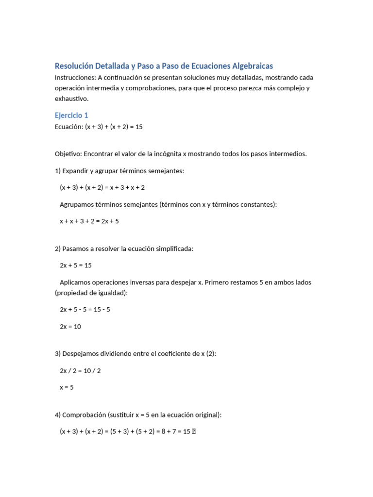 Ecuaciones Algebraicas Detalladofernelyufer26 | PDF | Ecuaciones ...