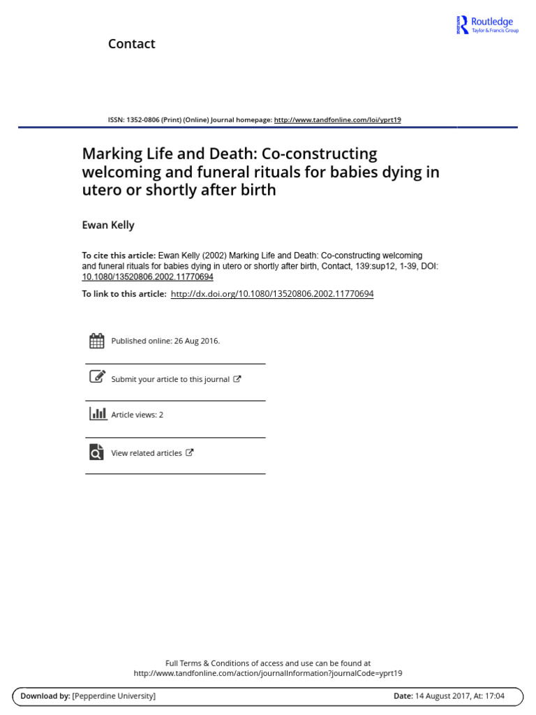Marking Life and Death Co-Constructing Welcoming and Funeral Rituals ...