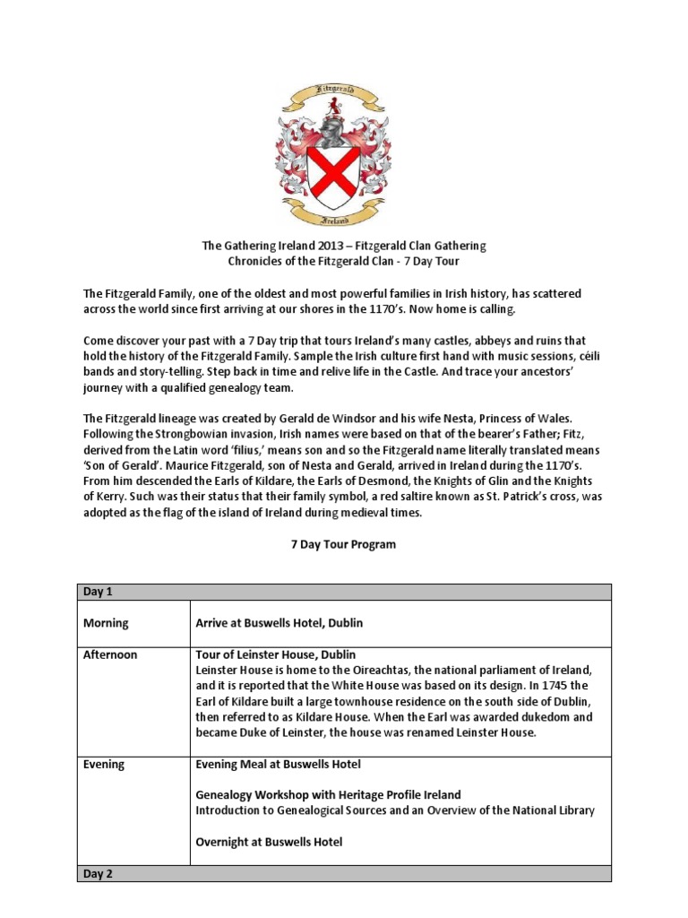 The Fitzgerald Clan Gathering Program | PDF | Ireland