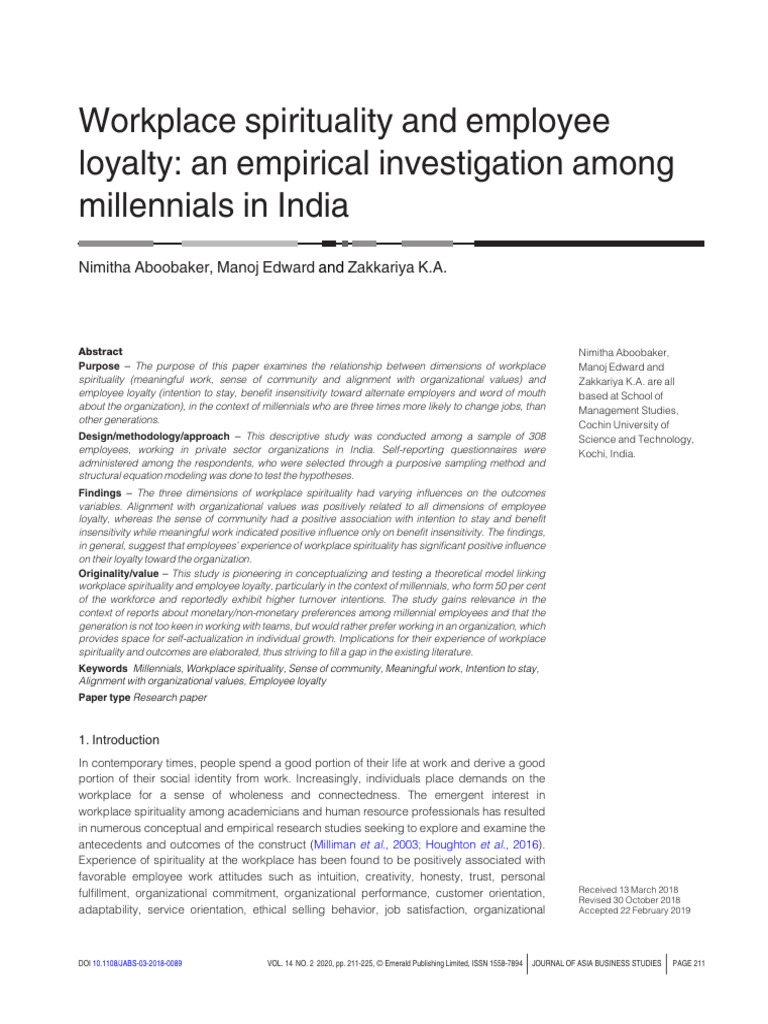 Workplace Spirituality and Employee | PDF | Employment | Spirituality