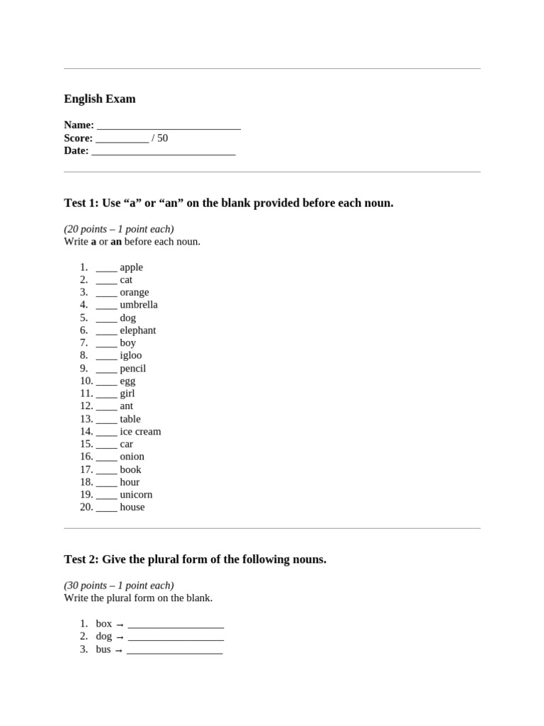 English Exam | PDF