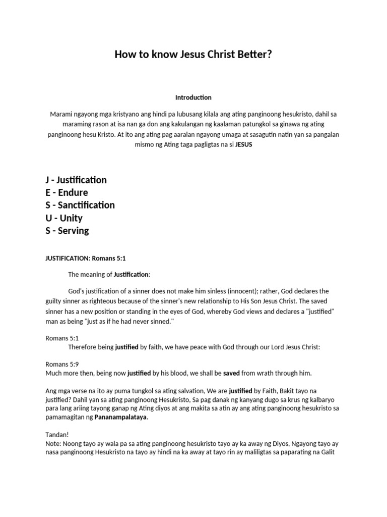 How To Know Jesus Christ Better | PDF
