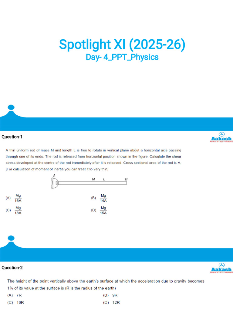 Spotlight XI (2025-26) Day-4 PPT Physics | PDF